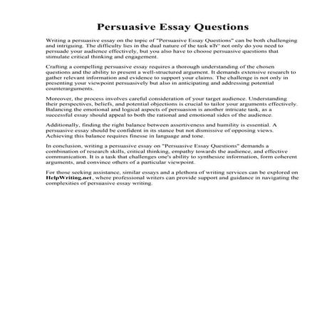 Persuasive Essay Questions | PDF