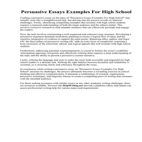 Persuasive Essays Examples For High School | PDF | Databases | Computer ...