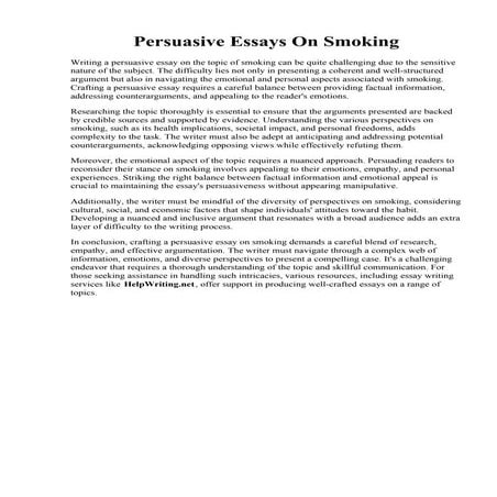 Persuasive Essays On Smoking. Cause and Effect Essay PDF Cigarette ...