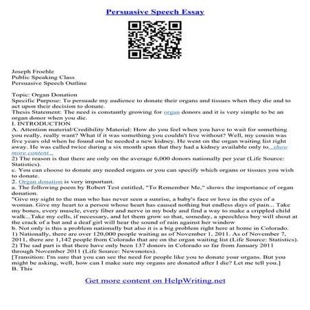 Persuasive Essay Speeches | PDF