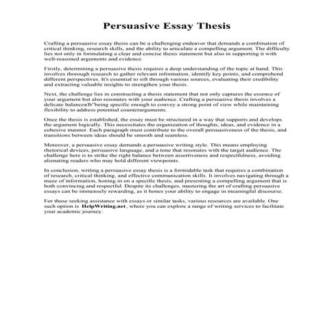 Famous Persuasive Essays | PDF