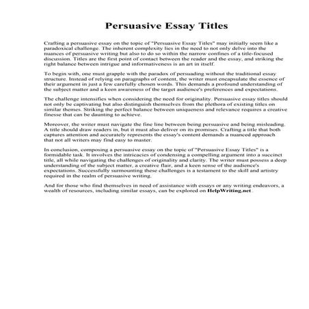 Good Essay Titles Examples | PDF