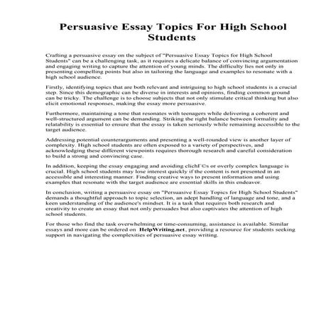 Persuasive Essay Topics For High School Students.pdf