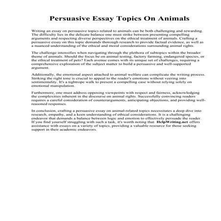 Persuasive Essay Topics On Animals.pdf
