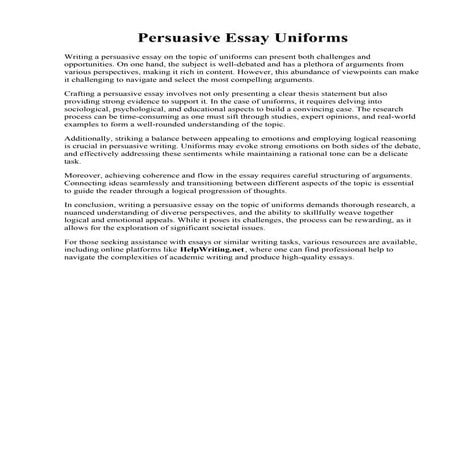 Persuasive Essay Uniforms | PDF