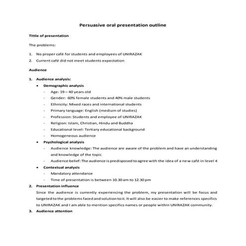 Persuasive oral presentation outline | DOCX