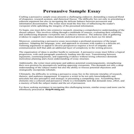 Persuasive Sample Essay | PDF