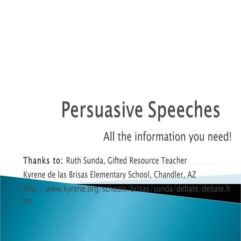 Persuasive Speeches Slideshow For Wiki | PPT