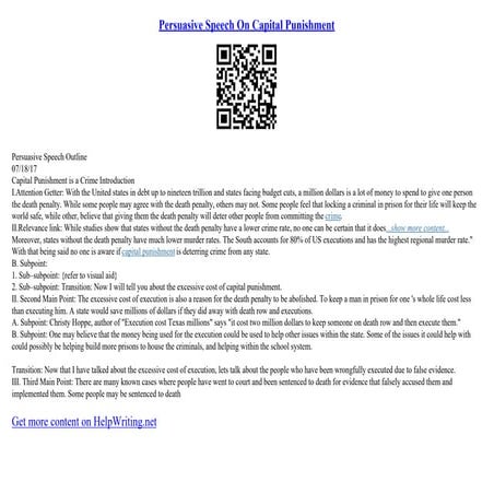 Persuasive Speech On Capital Punishment | PDF