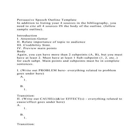 Persuasive Speech Outline TemplateIn addition to listing your 4 .docx