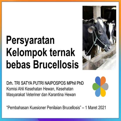 Persyaratan Kelompok Ternak Bebas Brucellosis - Presentasi Zoom, 1 Maret 2021 | PDF