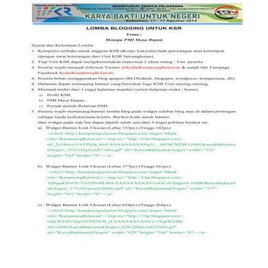 Persyaratan lomba blogging ksr fix | PDF