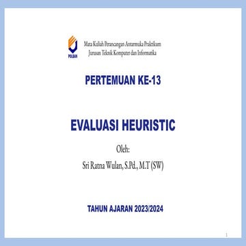 Evaluasi Heuristic Perancangan Antarmuka | PPT