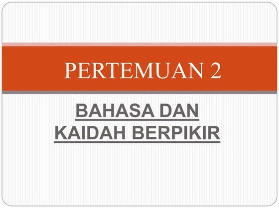 Proposisi adalah pernyataan dalam bentuk kalimat yang dapat dinilai benar dan salahnya | PDF