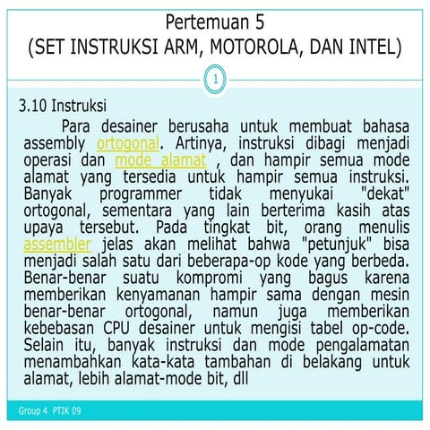 Pert.5 set instruksi arm,motorolla dan intel | PPT