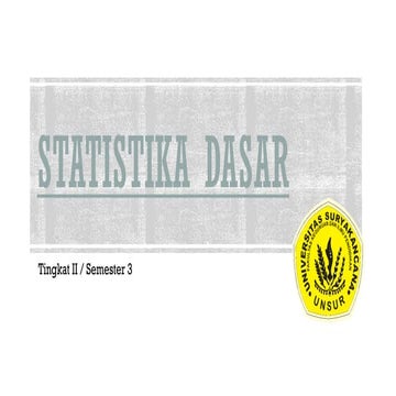 Statistika Dasar Pertemuan 1 | PDF