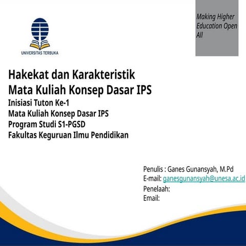 Pertemuan 1 Konsep Dasar IPS Universitas Terbuka | PPT