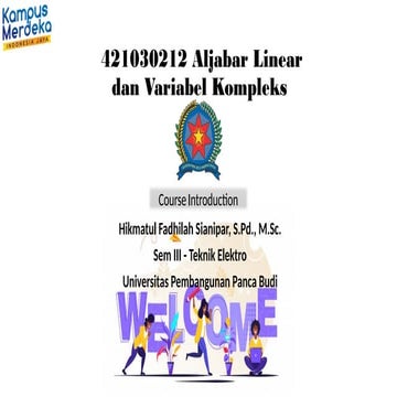 aljabar linear dan variabel kompleks pertemuan 1 | PPT