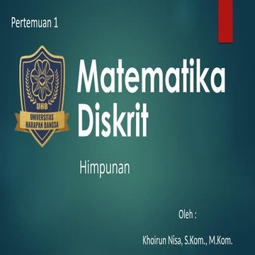 pertemuan 1 pengantar himpunan matematika diskrit | PDF