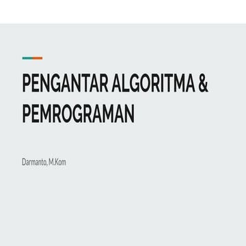 Pertemuan 1 Pengantar Algoritma Pemrograman Pdf
