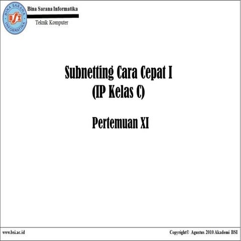 Pertemuan 12 Subnetting Cara Cepat Ppt