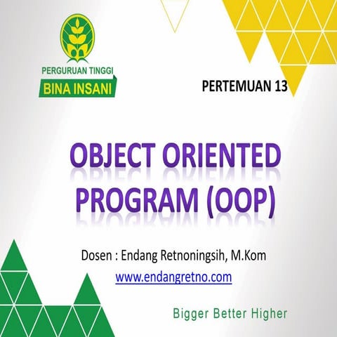 Pertemuan 13 Object Oriented Program Oop Pdf 7823