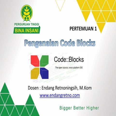 Pertemuan 1 Pengenalan Code Blocks | PPT