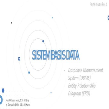 Pemodelan Data, Entity Relationship Diagram (ERD) | PPTX