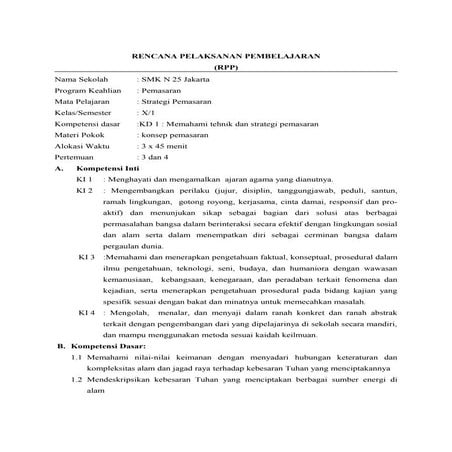 RPP 2013 Strategi Pemasaran Pertemuan 3&4 | DOC