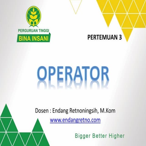 Pertemuan 3 Operator | PPT