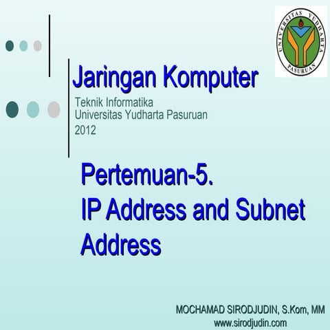 ip address and subnet address | PPT