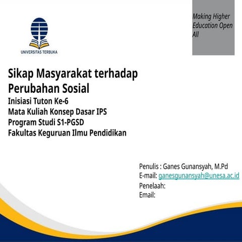 Sikap Masyarakat terhadap Perubahan Sosial dan Model Pembelajaran IPS ...