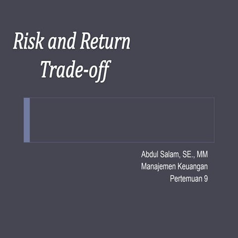Pertemuan 9 risk return trade off | PPT | Stocks and Bonds | Personal ...