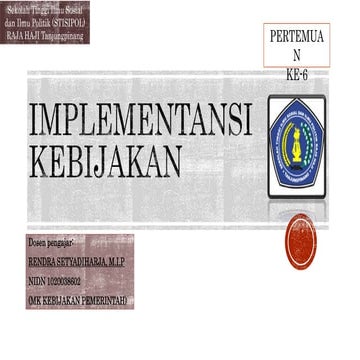 Pertemuan vi implementasi kebijakan | PPTX