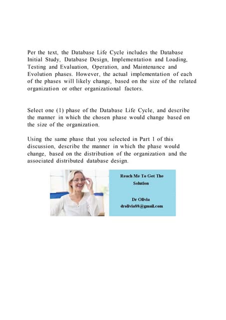Per The Text The Database Life Cycle Includes The Database Init Pdf
