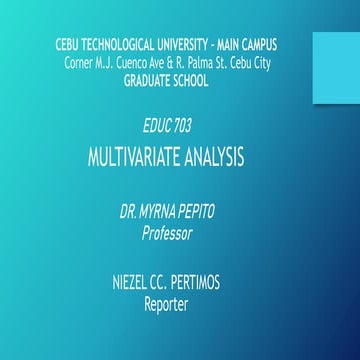 Multivariate Analysis Degree of association between two variable - Test ...