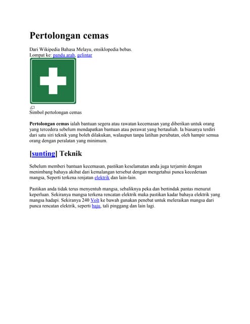 Pertolongan Cemas (First Aid) | PDF