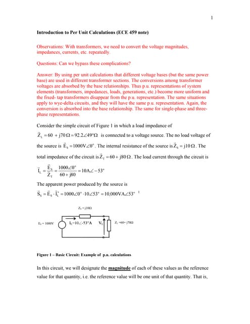 Per unit calculation