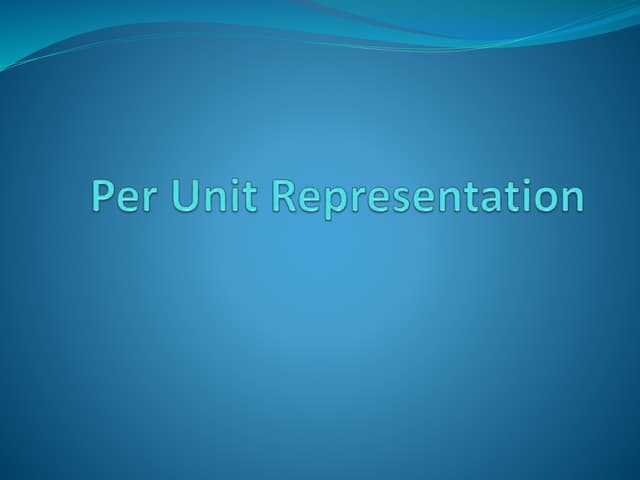 Per unit calculation