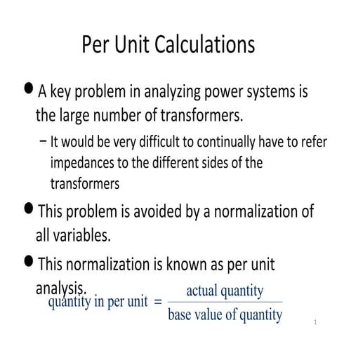Per unit calculation