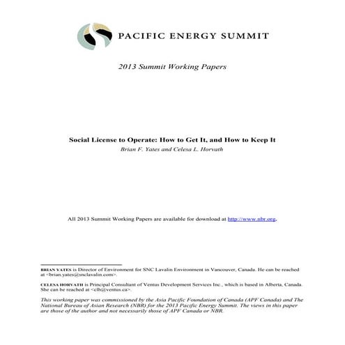 PES 2013 - Social License to Operate: How to Get It, and How to Keep It ...