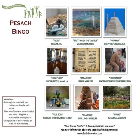 Fun In Jerusalem Pesach Bingo | PDF | Judaism | Religion & Spirituality
