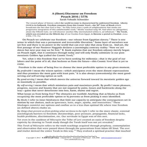 A (Short) Discourse on Freedom | PDF | Judaism | Religion & Spirituality