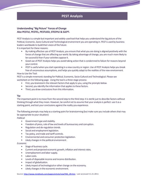 What is pest analysis definition and meaning | PDF | Economy | Business ...