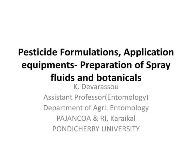 pesticide calculation and the methods to handle them | PPTX