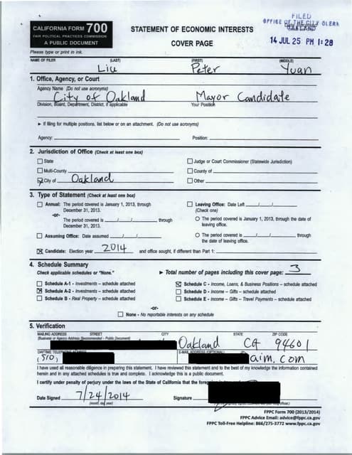 Libby Schaaf FPPC Form 700 | PDF