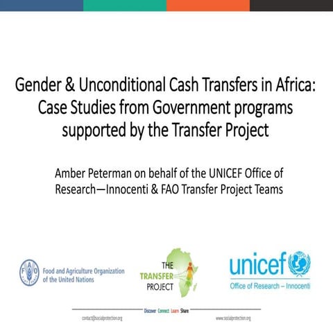 Gender and Unconditional Cash Transfers in Africa | PPT