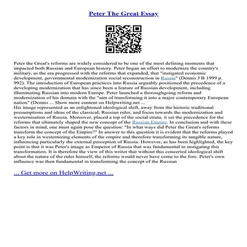 Peter The Great Essay | PDF