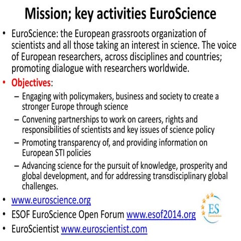 Presentació Peter Tindemans "Euroscience" | PPTX