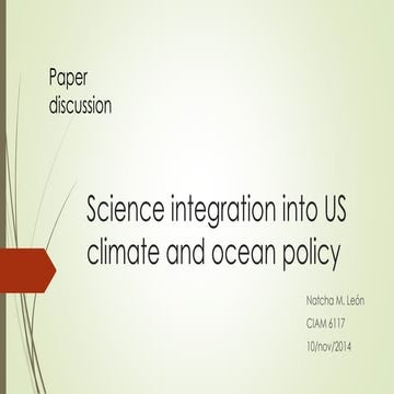 Petes 2014 science integration into us climate and ocean policy ...